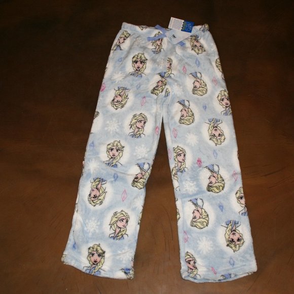 Disney | Pajamas | Disney Girls Frozen Blue Fleece Lounge Pajama Pants ...